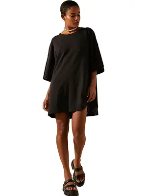 Free People Essential Extreme Tee Mini Dress Black