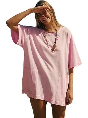 Free People Essential Extreme Tee Mini Dress Pink Lady