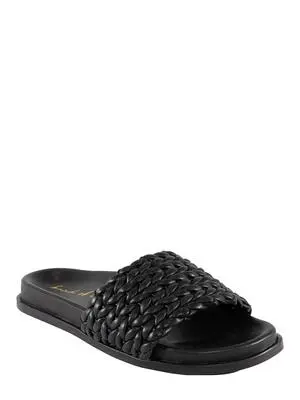 BAND OF THE FREE Ciara Woven Leather Slide Sandal - Black