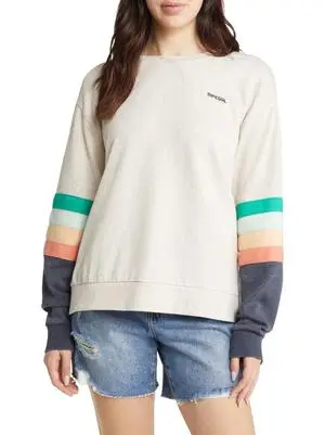 Rip Curl Surfbreak Stripe Cotton Sweatshirt - Oatmeal Marle