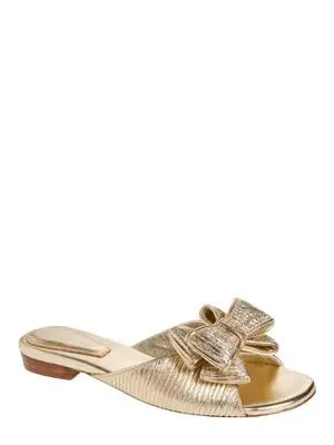 KOKO + PALENKI KOKO + PALENKI Dara Bow Slide Sandal Gold Satin