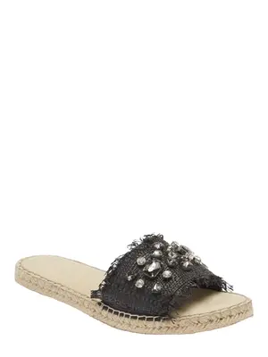 CHOCOLAT BLU Chocolat Blu Ellis Crystal Slide Sandal Black Raffia