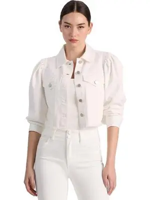 Alice + Olivia Lana Denim Jacket - White