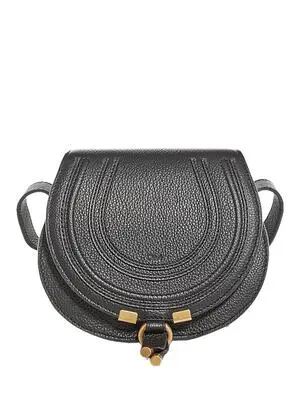 Chloé Marcie Small Saddle Bag Black Grain Leather
