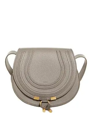 Chloé Marcie Small Saddle Bag Cashmere Gray Grain Leather