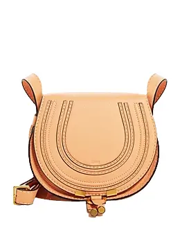 Chloé Marcie Small Saddle Bag Peach Bloom/brass