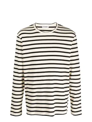 JIL SANDER Long-sleeve Striped Sweatshirt - Neutrals