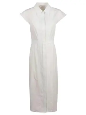 Alexander McQueen Collared Midi Shirt Dress - White