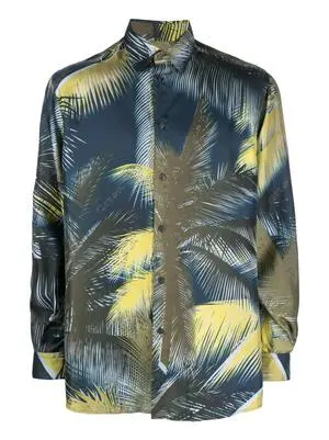 FERRARI Graphic-print Silk Shirt - Blue