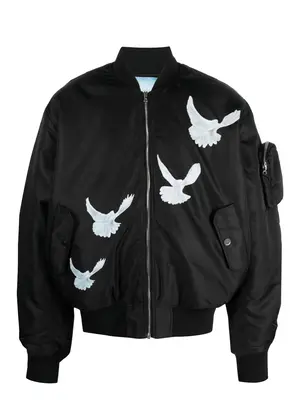 3.PARADIS Bird-print Bomber Jacket - Black