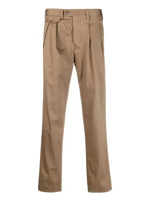 LARDINI Pleated Straight-leg Trousers - Brown