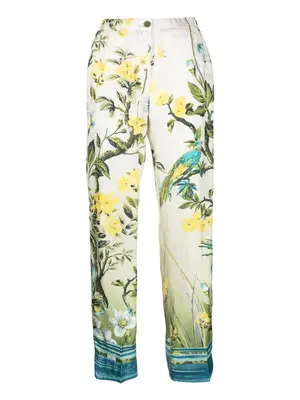 F.R.S FOR RESTLESS SLEEPERS Floral-print Silk Trousers - Neutrals