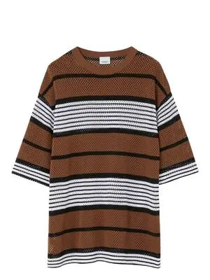 Burberry Stripe-print Oversized T-shirt - Brown