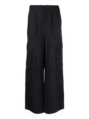 Vince Wide-leg Linen Trousers - Blue