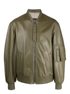 MANOKHI Savona Leather Bomber Jacket - Green