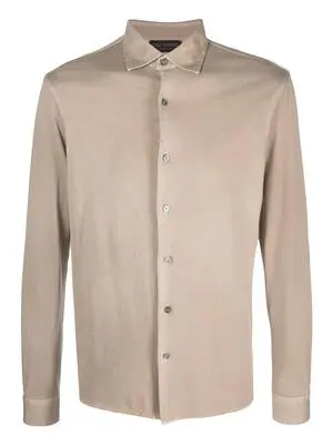 DELL'OGLIO Long-sleeve Cotton Shirt - Neutrals