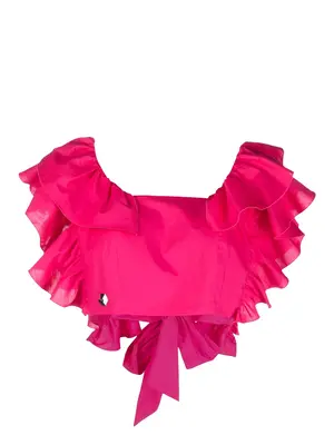 Philipp Plein Volant Ruffled Cropped Top - Pink