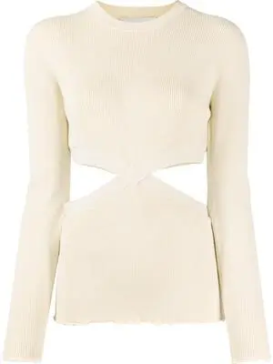 3.1 Phillip Lim Lurex Cut-out Knitted Top - Neutrals