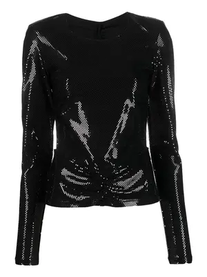 ROTATE BY BIRGER CHRISTENSEN Sequin-embellished Open-back Top - Black
