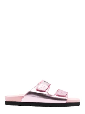 Palm Angels Logo-print Leather Flat Sandals - Pink