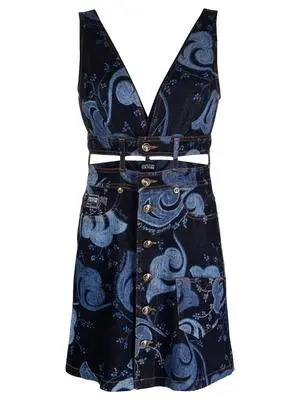 Versace Cut-out Denim Dress - Blue