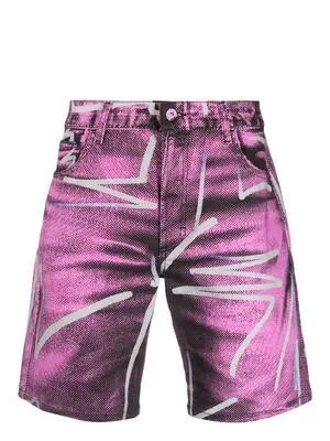 Moschino Illustration-style Print Denim Shorts - Purple