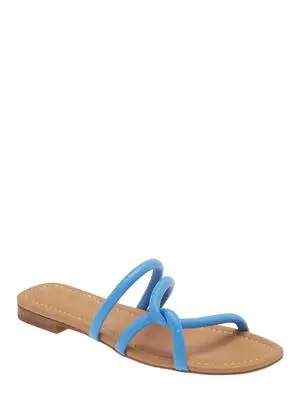 Madewell Strappy Leather Slide Sandals - Ornamental Blue
