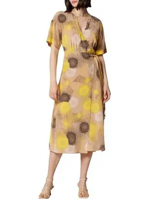 Equipment Korinne Silk Wrap Dress - Praline Multi