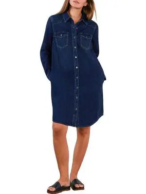 WASH LAB DENIM Amanda Long Sleeve Shirtdress - Napa Blue
