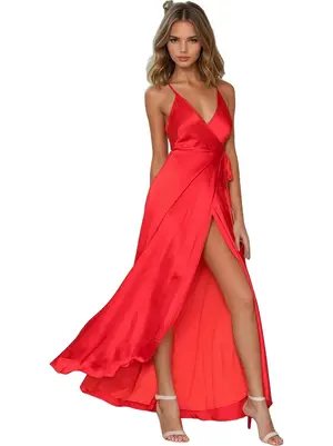 Yumi Kim Rush Hour Silk Maxi Dress - Red