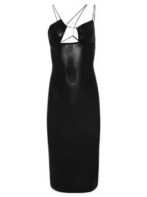 NENSI DOJAKA Asymmetric Bra Midi Dress - Glossy Black