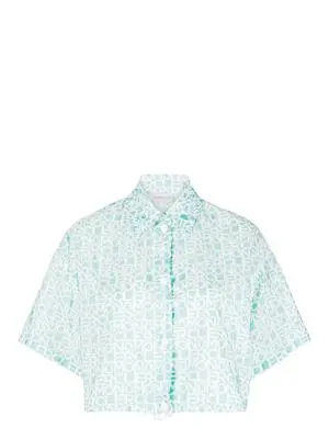 Moncler Logo-print Cropped Shirt - Blue