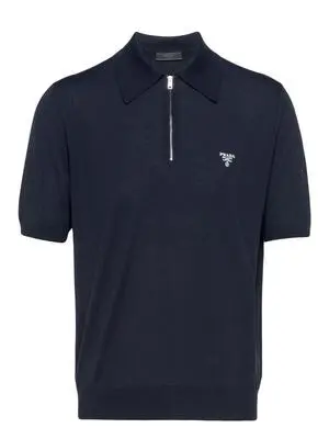 Prada Half-zip Wool Polo Shirt - Blue