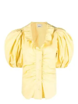 ISABEL MARANT Ruffle-Neck Ruched Blouse