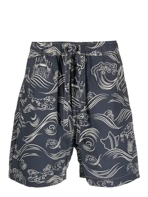 MAHARISHI Songkran Graphic-print Shorts - Blue