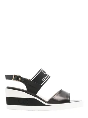 Casadei Logo-print Wedge Sandals - Black
