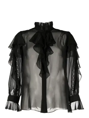 Shiatzy Chen See-through Silk Shirt - Black