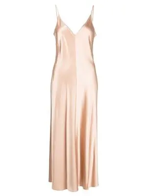 Voz Satin V-neck Slip Midi Dress - Gold