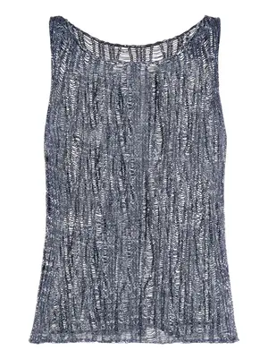 Voz Lace Knit Tank Top - Blue