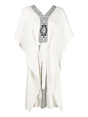 Voz Estrella Tied-waist Kaftan - White