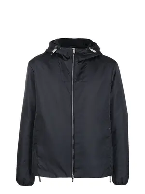 Emporio Armani Monogram-pattern Hooded Jacket - Blue