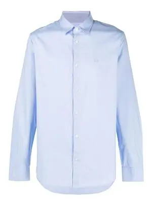 Armani Exchange Logo-embroidered Long-sleeve Cotton Shirt - Blue