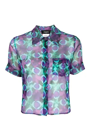Dsquared2 Abstract Floral Print Shirt - Purple