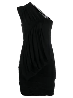 Rick Owens One-shoulder Ruched Minidress - Black