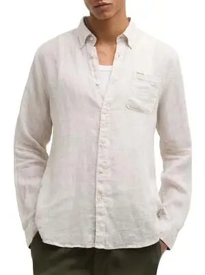 Barbour Linton Tailored Fit Check Linen Button-down Shirt - Mist