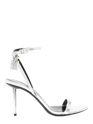 TOM FORD Padlock Pointy Naked 85mm Leather Sandals - Silver