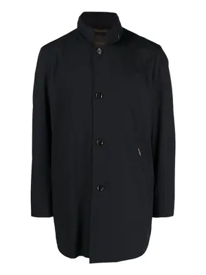 MOORER Stand-up Collar Raincoat - Black