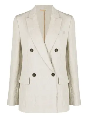 Brunello Cucinelli Prince Of Wales Check Blazer - Neutrals