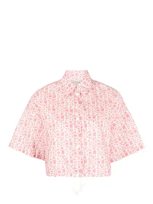 Moncler Logo-print Cropped Shirt - Pink