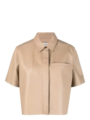 YVES SALOMON Short-sleeve Lambskin Shirt - Neutrals